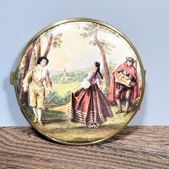 None | Jewelry | Vintage Compact Mirror Victorian Dance West Germany ...